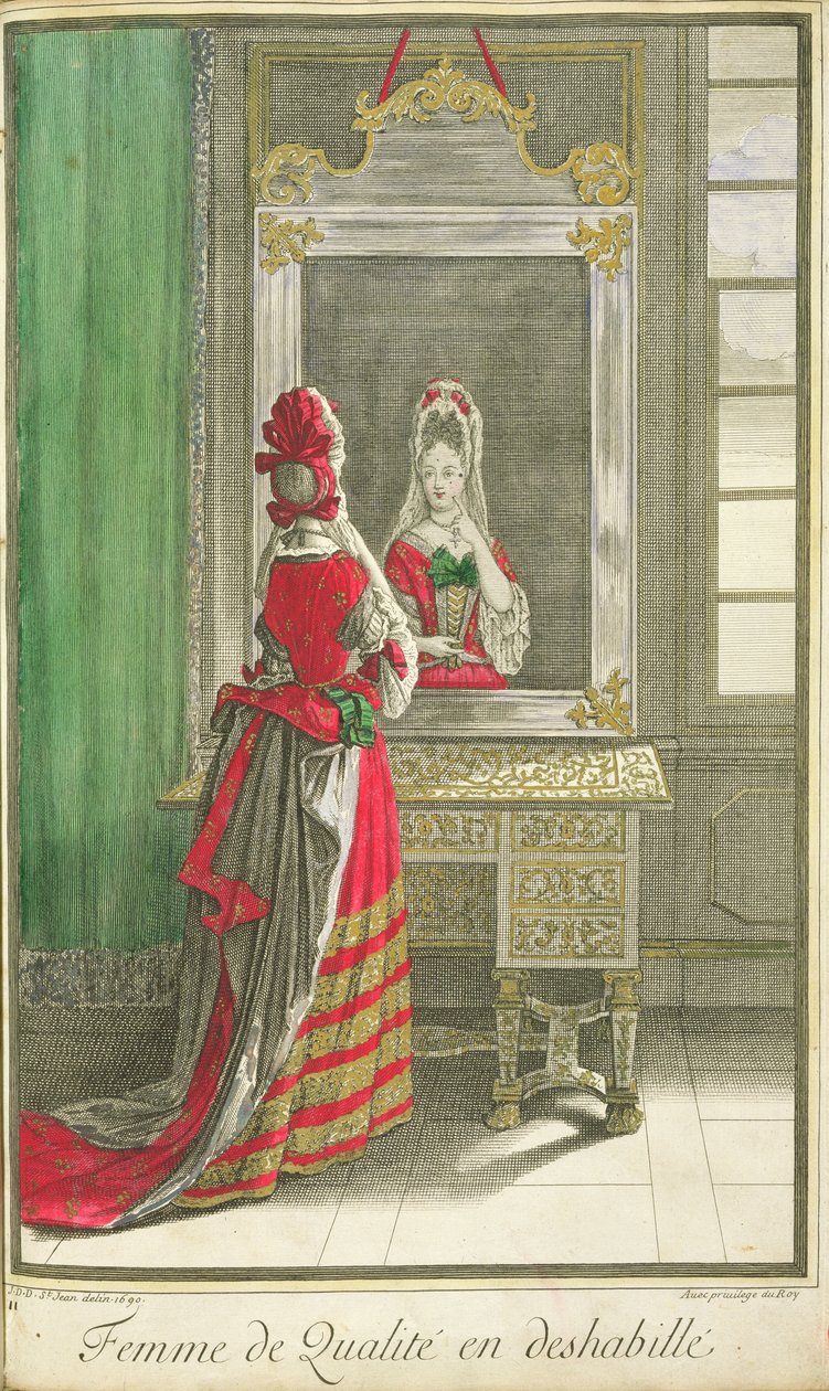 Lady Looking in the Mirror, published c.1688-90